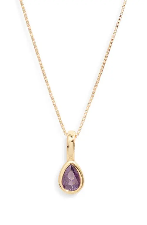 SET & STONES Teardrop Pendant Necklace - Gold / February