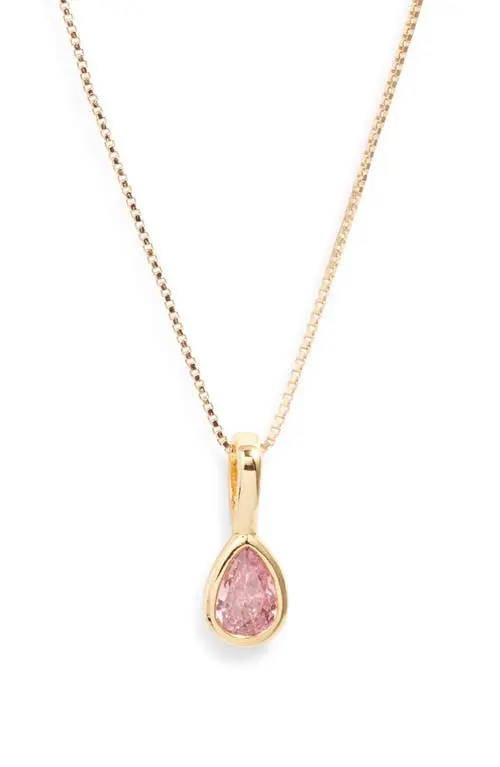 SET & STONES Teardrop Pendant Necklace - Gold / October