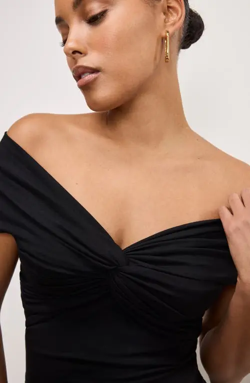 Good American Off The Shoulder Twist Jersey Crop Top