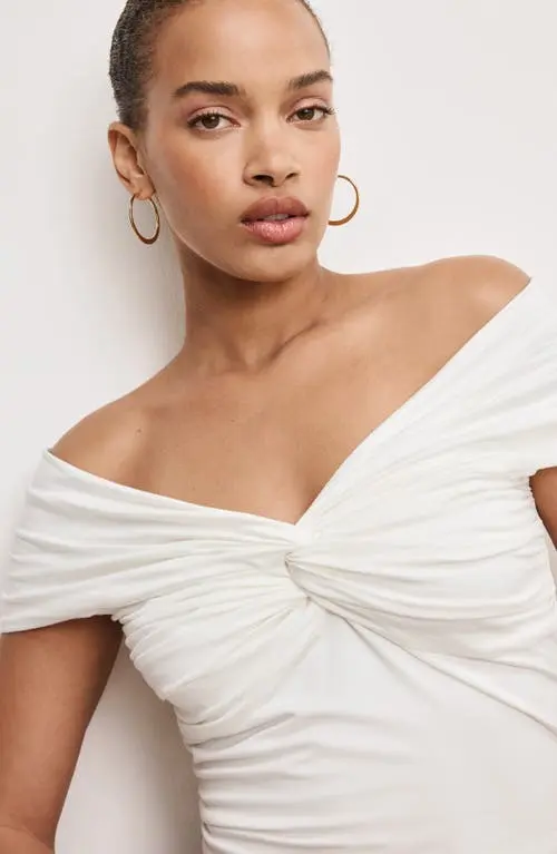 Good American Off The Shoulder Twist Jersey Crop Top