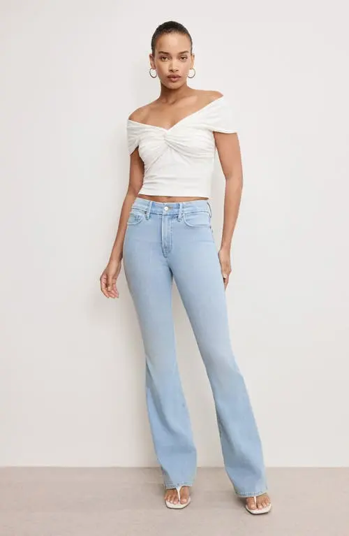 Good American Off The Shoulder Twist Jersey Crop Top