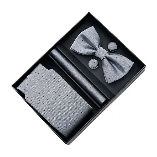 MOUSTACHE Dotted Tie Set - Silver
