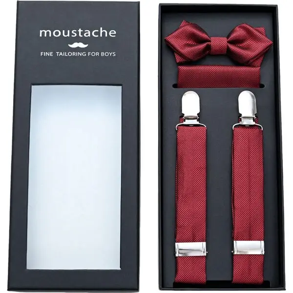 MOUSTACHE Crosshatch Suspender Set - Red