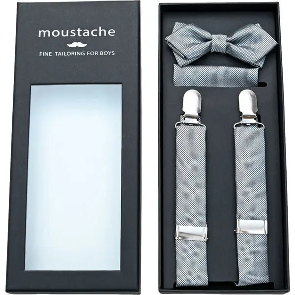 MOUSTACHE Crosshatch Suspender Set - Silver
