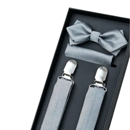 MOUSTACHE Crosshatch Suspender Set - Silver