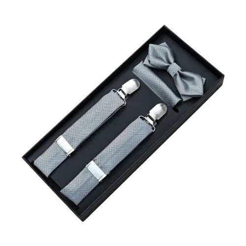 MOUSTACHE Crosshatch Suspender Set - Silver