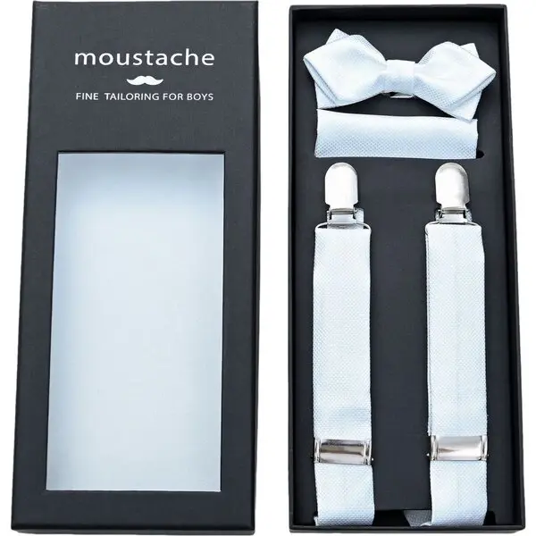 MOUSTACHE Crosshatch Suspender Set - White