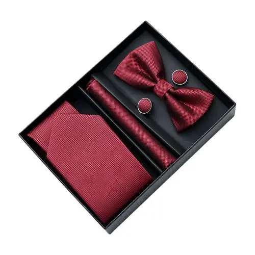 MOUSTACHE Crosshatch Tie Set - Red