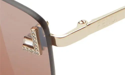 Fendi First Rimless Rectangle Sunglasses - Gold / Brown Mirror