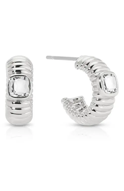 Ettika Textured Hoop Earrings - Silver