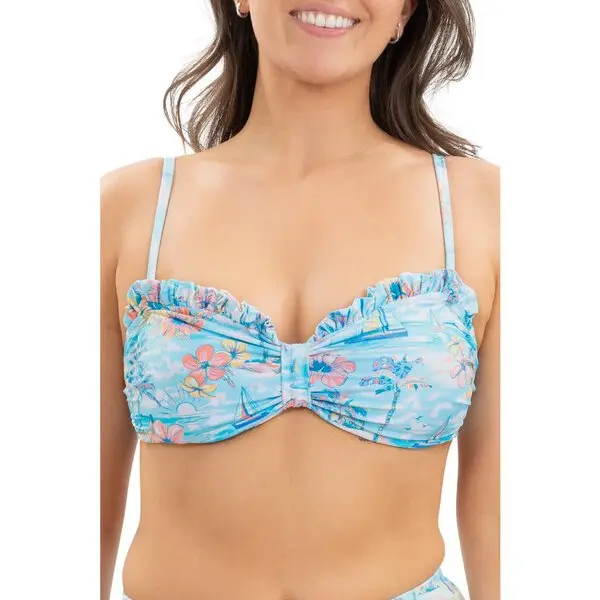 Kenny Flowers The Bvis Ruffle Bandeau Bikini Top - Light Blue