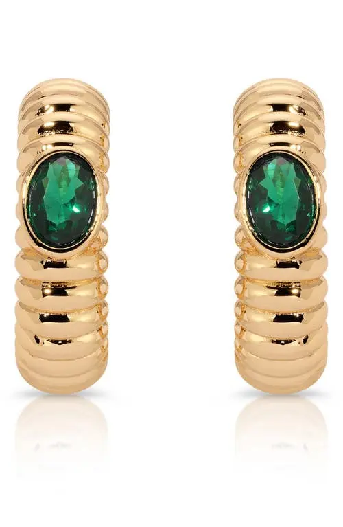 Ettika Textured Hoop Earrings - Green