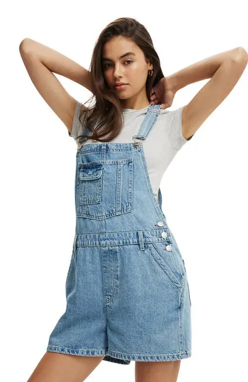 COTTON ON Short Denim Overall - Cleanwater Blue