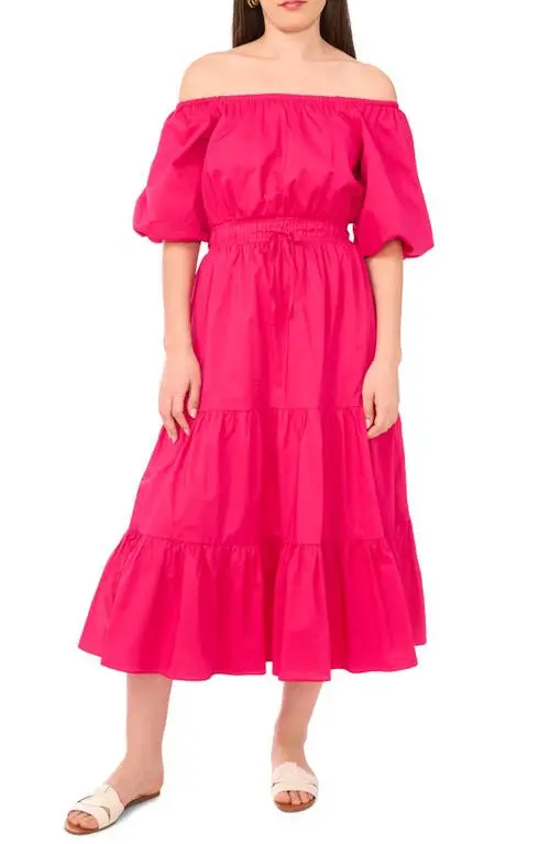 Vince Camuto Off-the-shoulder Tiered Maxi Dress - Bright Rose