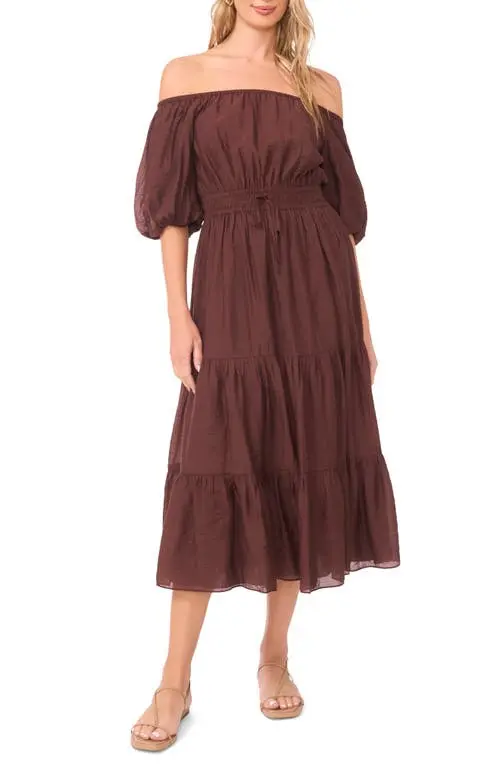 Vince Camuto Off-the-shoulder Tiered Maxi Dress - Cabernet
