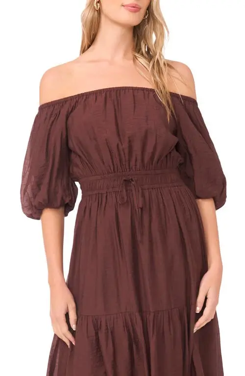 Vince Camuto Off-the-shoulder Tiered Maxi Dress - Cabernet