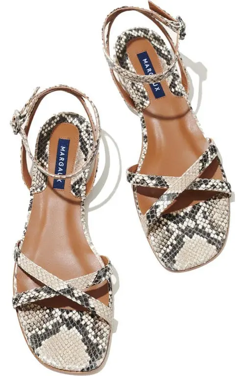 MARGAUX LONNBERG The Flat Sandal - Natural Python Embossed