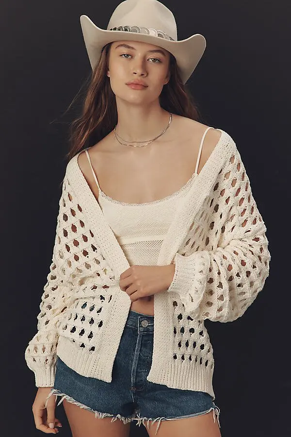Maeve Chunky Open-stitch Cardigan - Cream