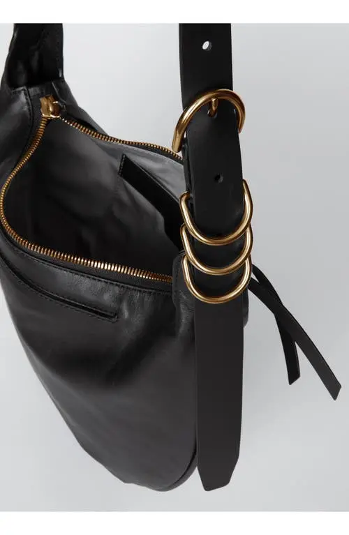 Rag & Bone Medium Mercer Leather Hobo Bag - Black