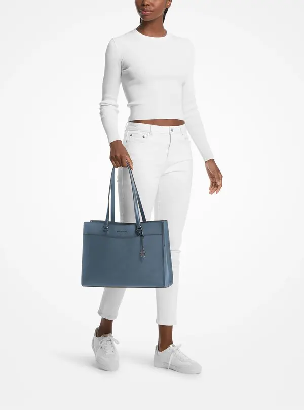 Michael Kors Jet Set Travel Large Saffiano Leather Tote - Blue