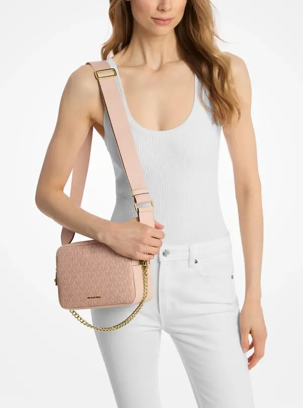 Michael Kors Bryant Medium Signature Logo Camera Crossbody Bag - Pink