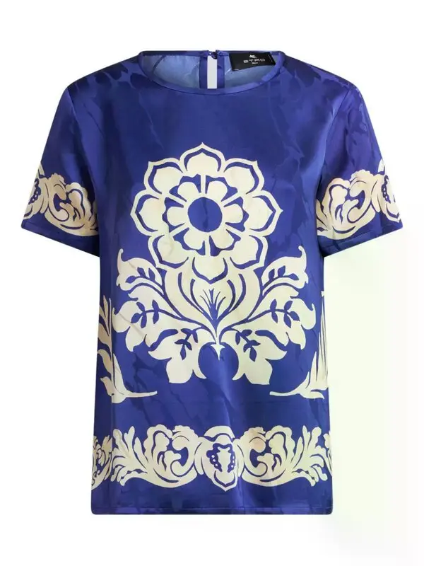 Etro Floral-print Blouse - Blue