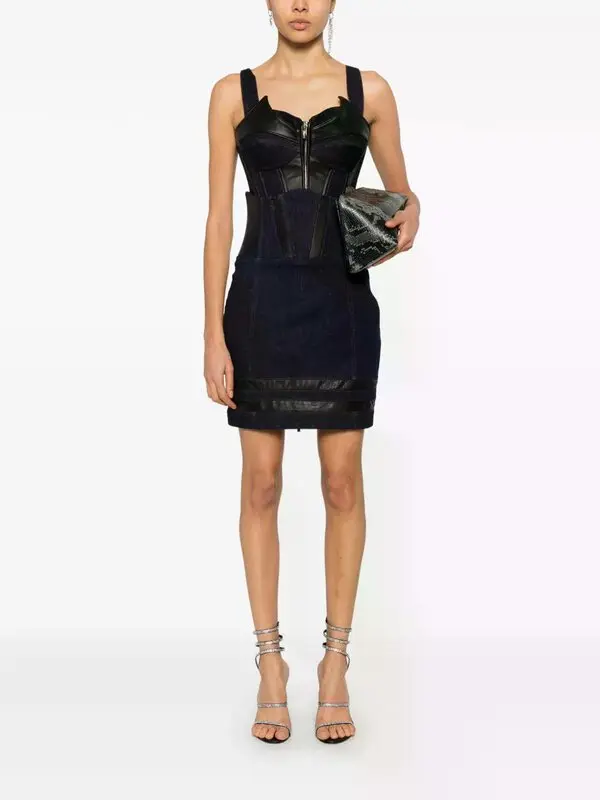 MITILIANE COUTURE Denim-insert Corset Top
