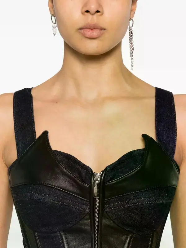 MITILIANE COUTURE Denim-insert Corset Top