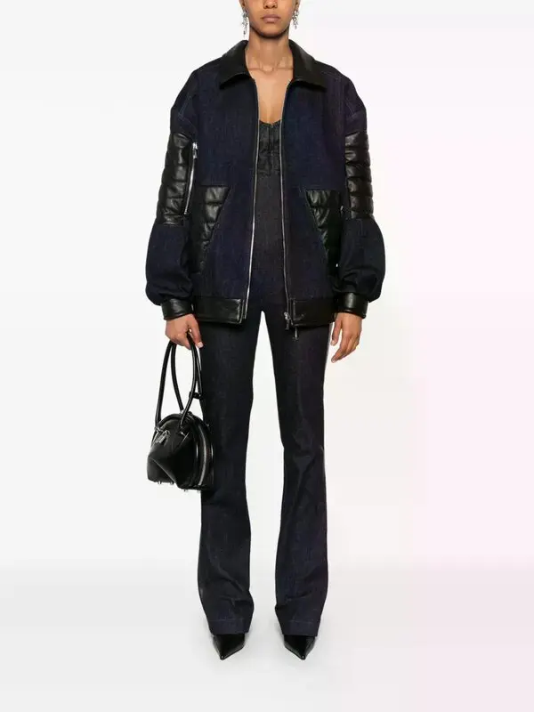 MITILIANE COUTURE Leather-insert Denim Jacket