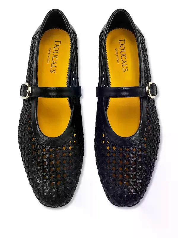 DOUCAL'S Leather Ballerina Shoes - Black