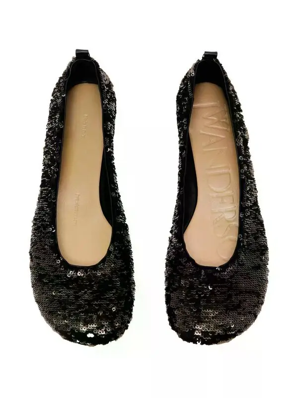 JW Anderson Sequinned Ballerina Flats - Black