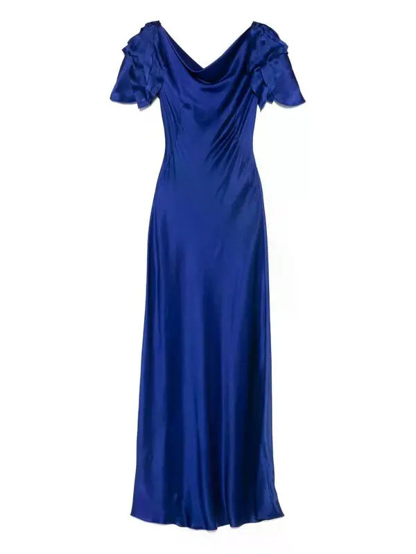 Alberta Ferretti Satin Maxi Dress - Blue