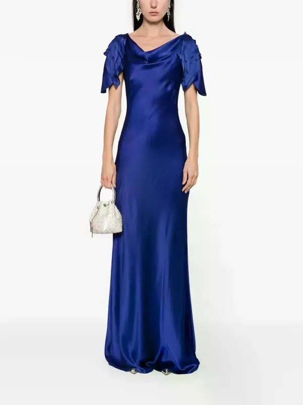 Alberta Ferretti Satin Maxi Dress - Blue