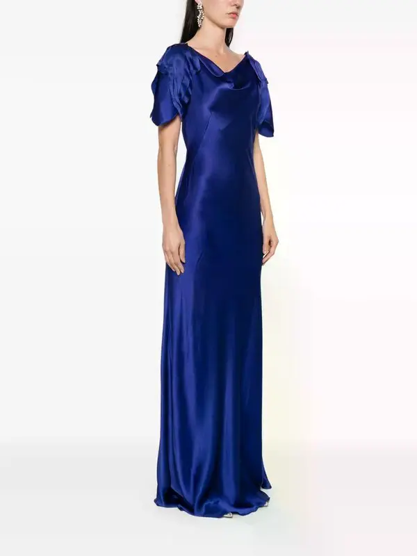 Alberta Ferretti Satin Maxi Dress - Blue