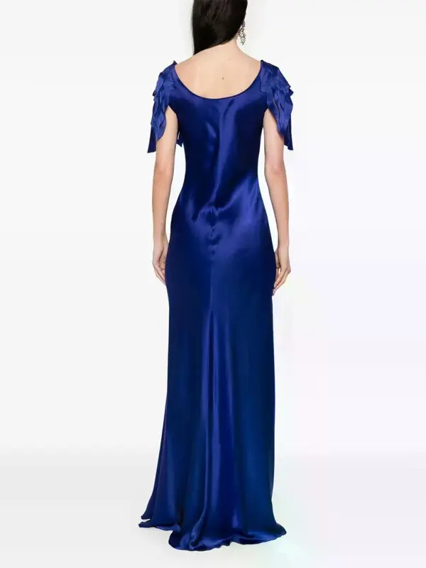 Alberta Ferretti Satin Maxi Dress - Blue