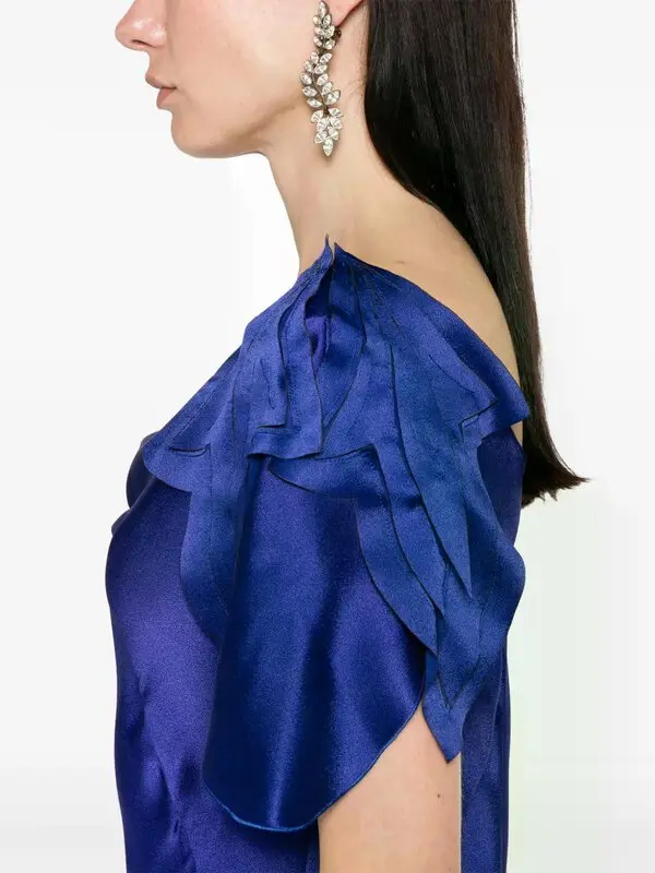 Alberta Ferretti Satin Maxi Dress - Blue