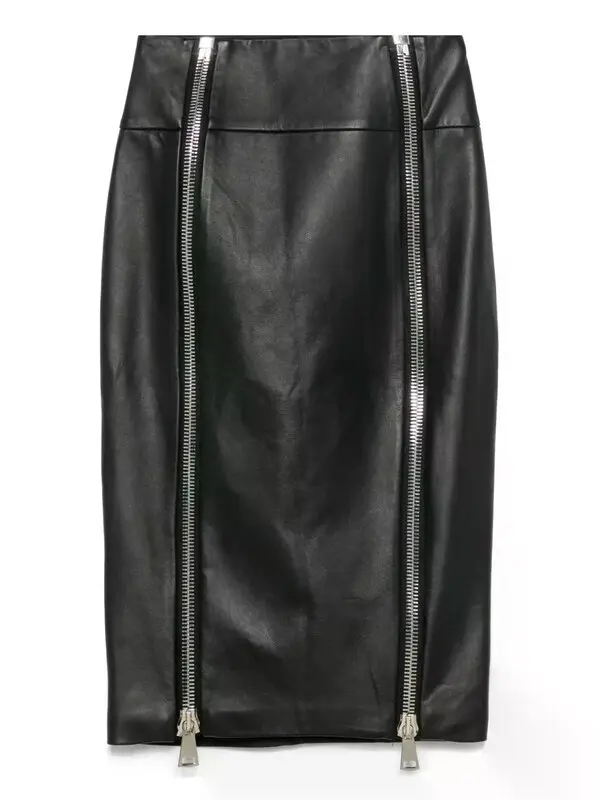 MITILIANE COUTURE Leather Zip-up Midi Skirt
