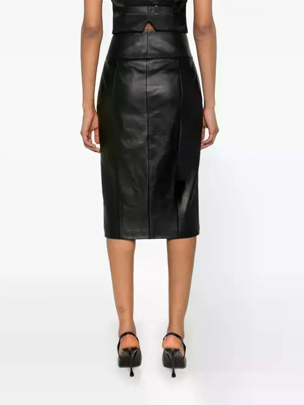 MITILIANE COUTURE Leather Zip-up Midi Skirt