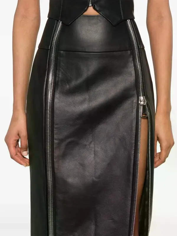 MITILIANE COUTURE Leather Zip-up Midi Skirt