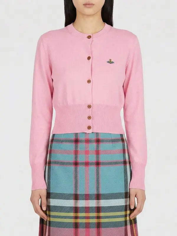 VIVIENNE WESTWOOD Cotton And Cashmere Cardigan With Embroidered Orb - Pink