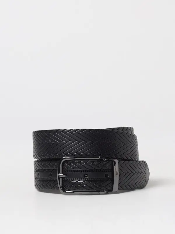 Emporio Armani Braided Leather Belt - Black