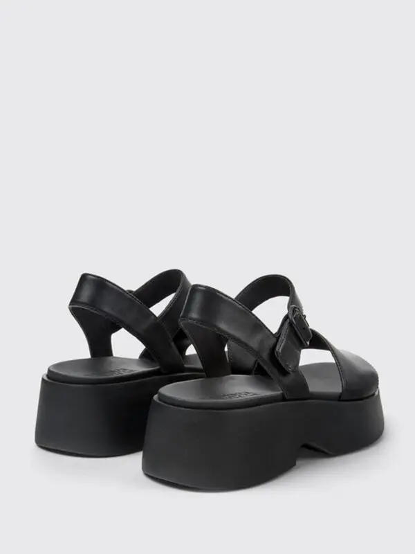 Camper Tasha Leather Platform Sandals - Black