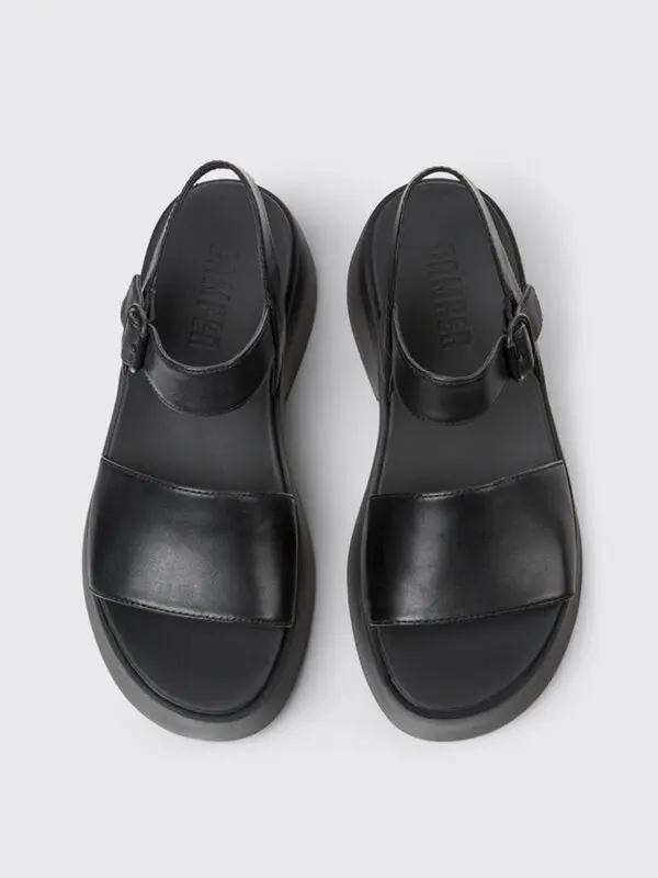 Camper Tasha Leather Platform Sandals - Black
