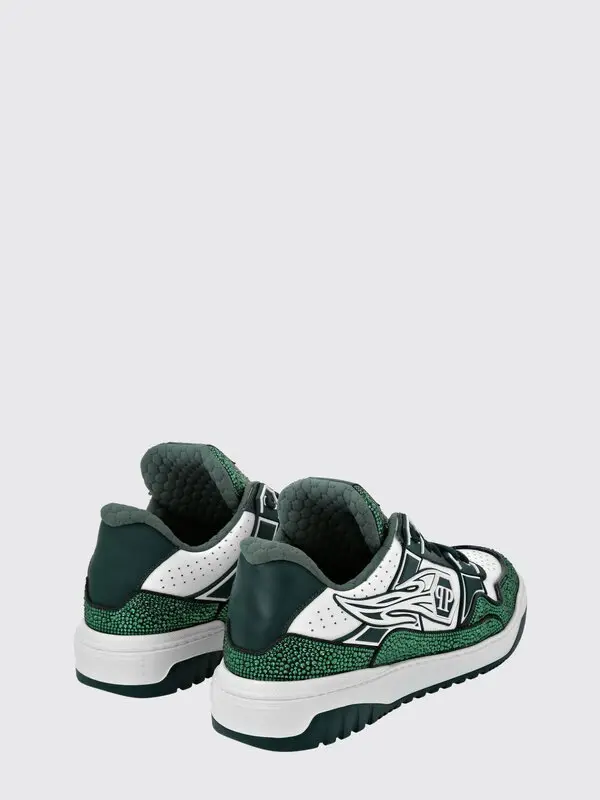Philipp Plein Embellished Leather And Rubber Low-top Sneakers - White 2