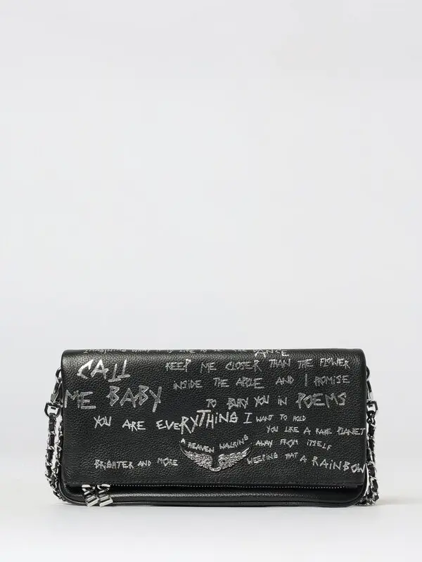 Zadig&Voltaire Leather Clutch With Chain Strap - Black