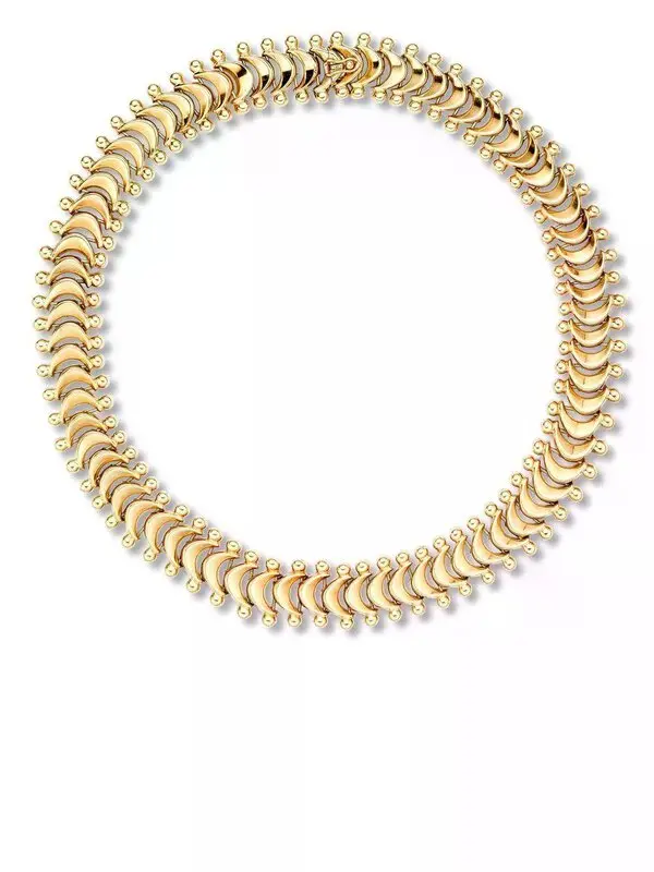 PRAGNELL 1980s 18kt Yellow Crescent Moon Link Collar Necklace - Gold