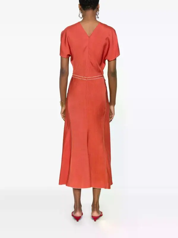 Victoria Beckham Draped Midi Dress - Red