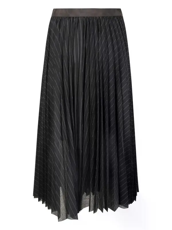 Sacai Striped Pleated Skirt - Black