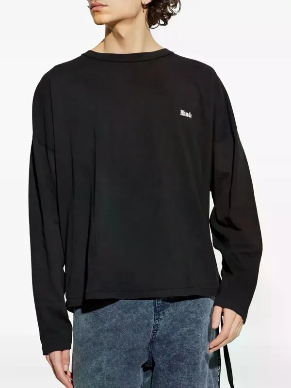 Rhude Logo Embroidered Cotton Crewneck Sweatshirt