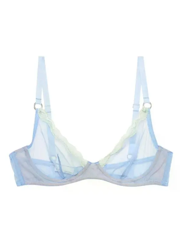 Fleur Du Mal Sheer Tulle Demi Bra - Blue